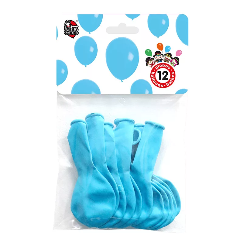 B/S 12 globos azul celeste - Mr. Globo