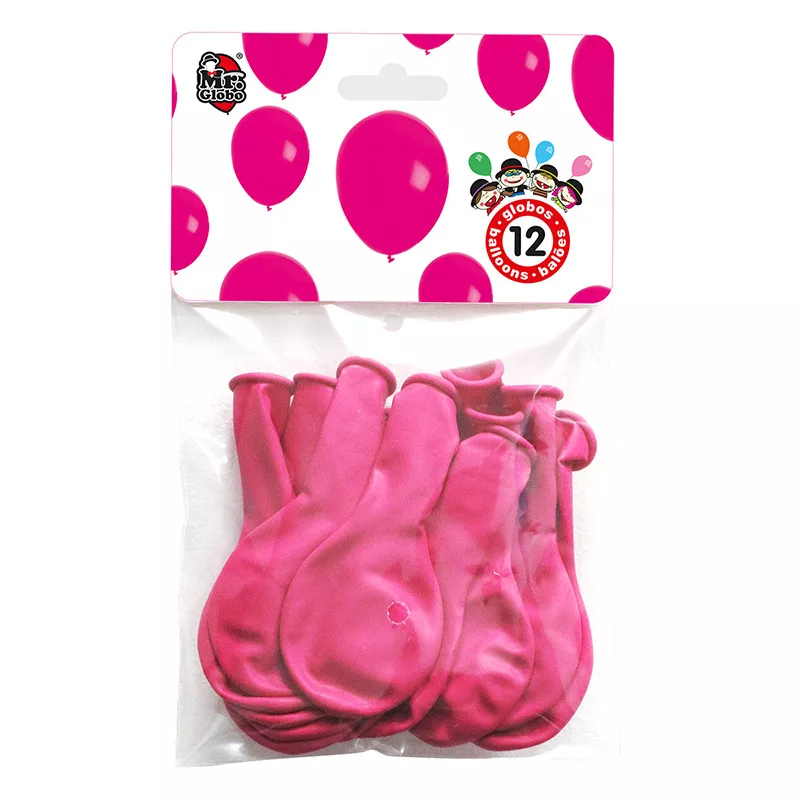 B/S 12 globos fucsia - Mr. Globo