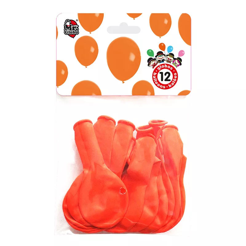 B/S 12 globos naranja - Mr. Globo