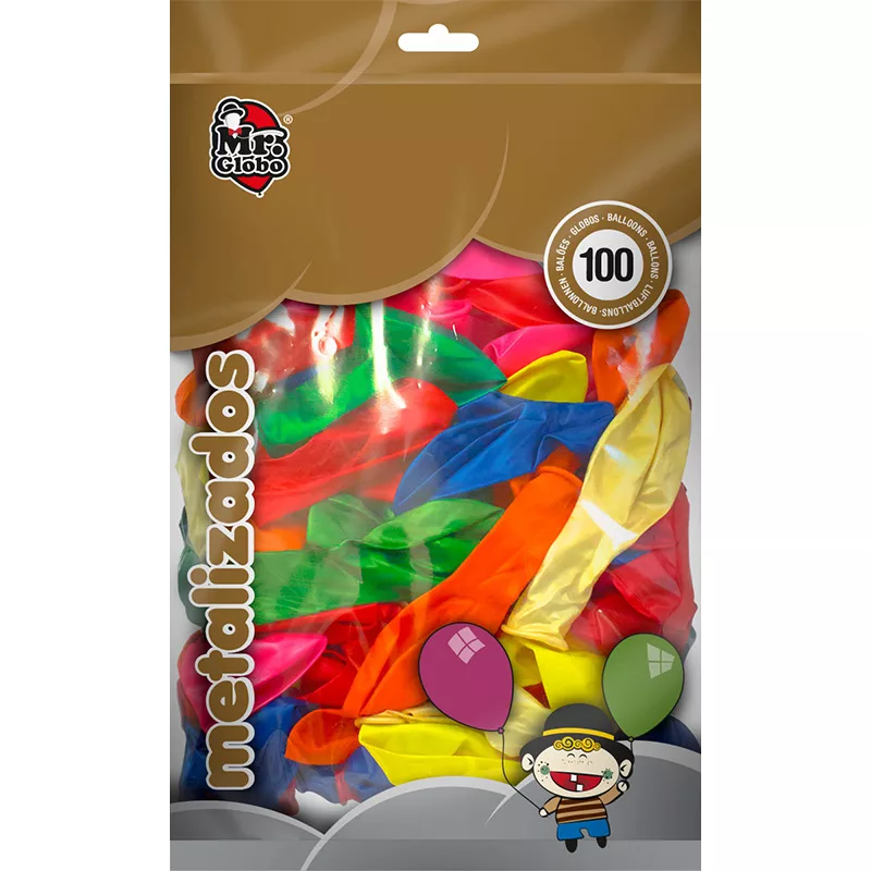 Bolsa 100 globos metalizados - Mr. Globo